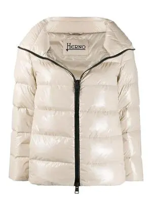 Herno Zip Up Down Jacket With Stand Collar - Pink