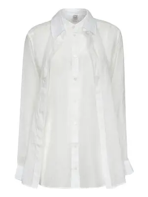 TOTEME Long Sleeve Double-collar Shirt - White