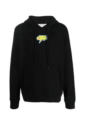 Off-White Cotton Arrows Print Hoodie - Black
