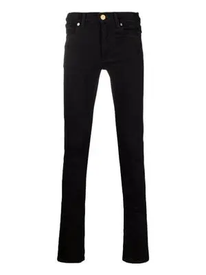 Versace Logo Patch Slim-fit Jeans - Black