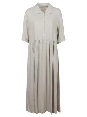 Herno Short Sleeve Buttoned Midi Dress - Gray