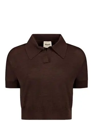 Khaite Morgane Short Sleeve Knit Top - Brown