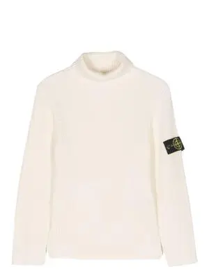 Stone Island Logo Long Sleeve Sweater - Ivory