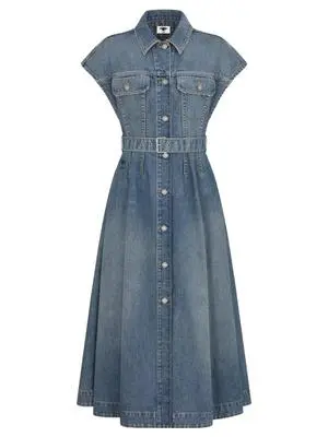 DIOR Christian Dior Mid-Length Flared Dress With Embroidered Bee And CD Logo