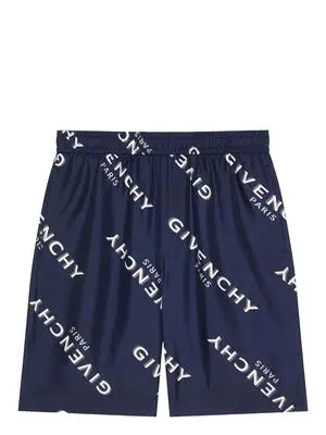 Givenchy Givenchy Logo Shadow Printed Bermuda Shorts Navy Blue