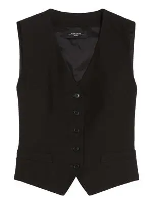 Max Mara Viscose And Linen Canvas Waistcoat - Black