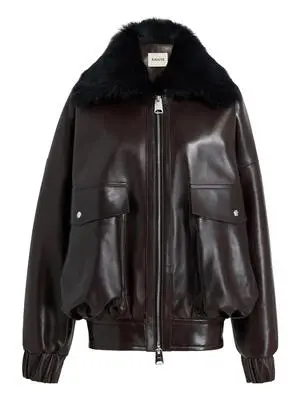 Khaite Daemon" Zip-up Bomber Jacket With Fur Collar - Black