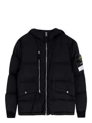Stone Island Stone Island Zipped Down Jacket With Drawstring Hood Black