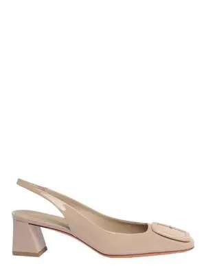 Santoni Slingback Square Toe Block Heel Pumps - Pink