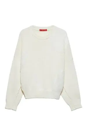MAXCO. Max&co. Long Sleeve Sweater With Jacquard Inlay - Milk Color