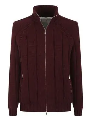 Brunello Cucinelli Zip-up Ribbed Knit Jacket - Brown