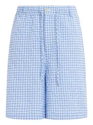 Marni Marni Checked Drawstring Shorts Light Blue White