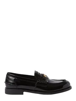 Miu Miu Round Toe Patent Loafers - Black
