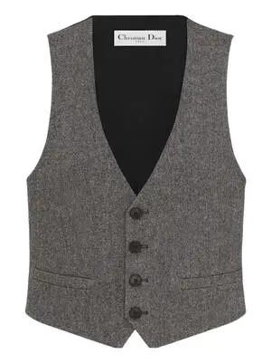 Dior Button Wool Vest - Gray/black