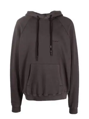 Off-White Diagonal Stripe Cotton Hoodie - Black