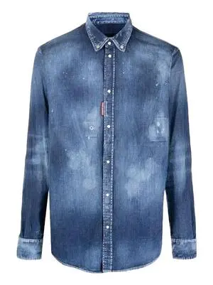 Dsquared2 Distressed Effect Denim Shirt - Blue