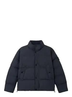 Stone Island Logo Patch Padded Bomber Jacket - Navy Blue