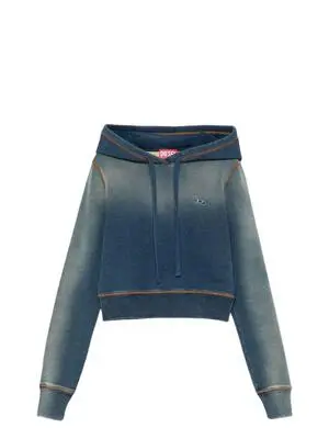 DIESEL® Logo Embroidered Drawstring Hoodie - Blue