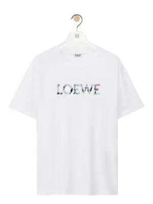 Loewe Logo Embroidered Relaxed Fit T-shirt - White
