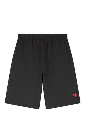 Kenzo Boke Flower Embroidered Wide-leg Shorts - Black