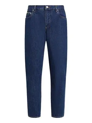 Dolce & Gabbana Logo Plaque Straight Leg Jeans - Blue