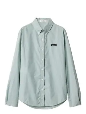 Miu Miu Logo Embroidered Checked Shirt - Green