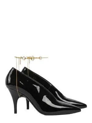Gucci Pointed Toe Chain Detail High Heel Pumps - Black