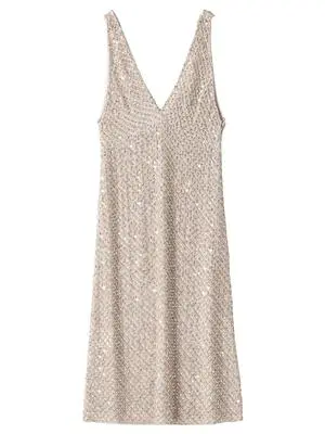 Miu Miu Embroidered Chiffon Dress - Silver