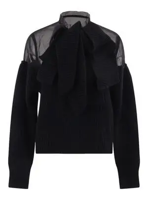Sacai Chiffon Insert Knitted Pullover - Black