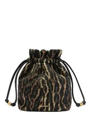 GANNI Metallic Bouclé Pouch Bag - Black