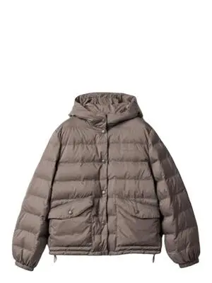 Miu Miu Miu Miu Quilted Down Jacket With Hood Grey