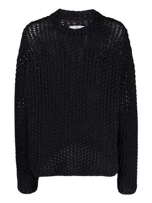Stone Island Logo-print Macramé Crew Neck Jumper - Blue