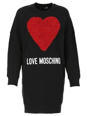 Moschino Tulle Heart Sweatshirt Dress - Black
