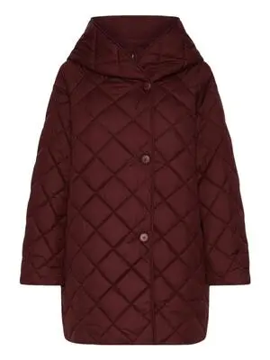 Marella Quilted Padded Hooded Coat - Bordeaux Red