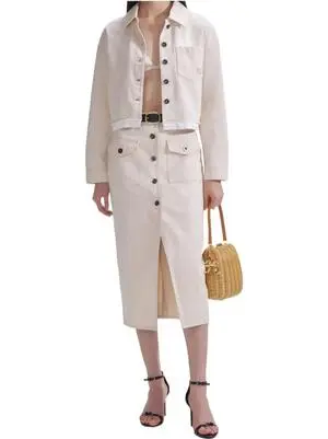 SELF-PORTRAIT Self-Portrait Logo-Embossed Cropped Jacket Cream