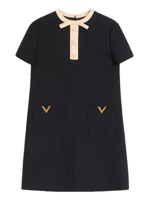 Valentino Garavani Crepe Couture Short Sleeve Dress - Black