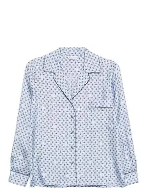 Max Mara Printed Silk Long Sleeve Shirt - Blue