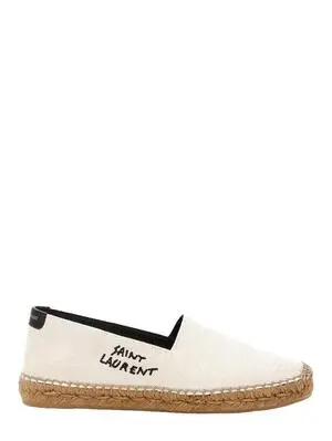 Saint Laurent Logo Embroidered Espadrilles - Black