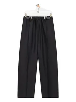 Loewe Belted Wool And Silk Trousers - Black