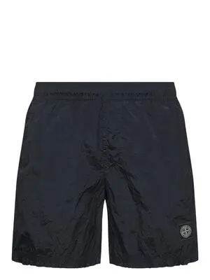 Stone Island Logo Patch Swim Shorts - Blue