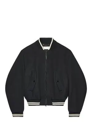 Dries Van Noten Striped Wool Bomber Jacket - Black
