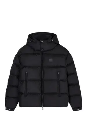 Emporio Armani Zip-up Hooded Down Jacket - Black