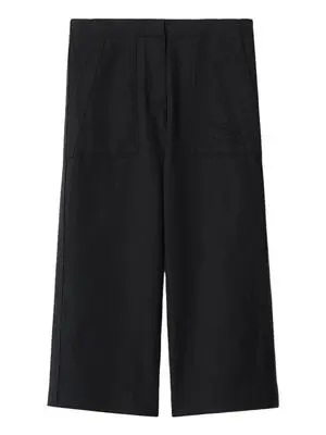 Burberry Straight-leg Trousers With Equestrian Knight Logo Embroidery - Black