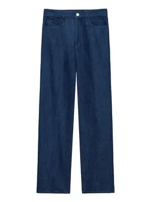 Theory High-waisted Straight Leg Trousers In Relaxed Denim - Indigo