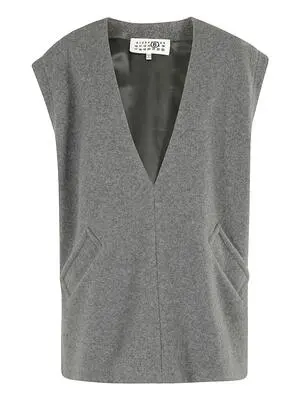 MAISON MARGIELA V-neck Felted Vest - Gray