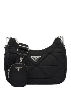 Prada Quilted Logo Shoulder Bag - Black