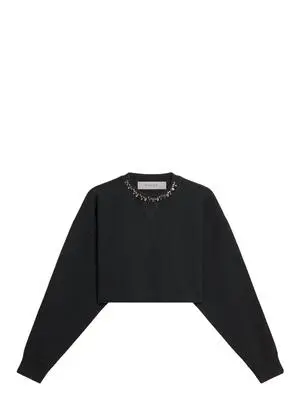 GOLDEN GOOSE Embellished Cropped Sweatshirt - Black