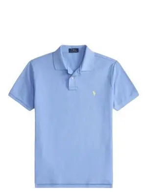 Ralph Lauren Polo Logo-embroidered Straight Hem Polo Shirt - Sky-blue