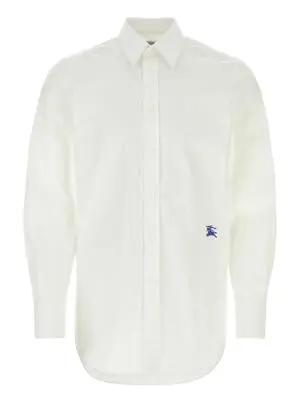 Burberry Logo Embroidered Button-up Shirt - White