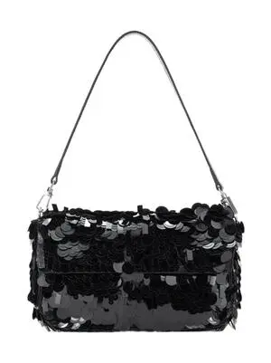 Staud Sequin Embellished Flap Shoulder Bag - Black